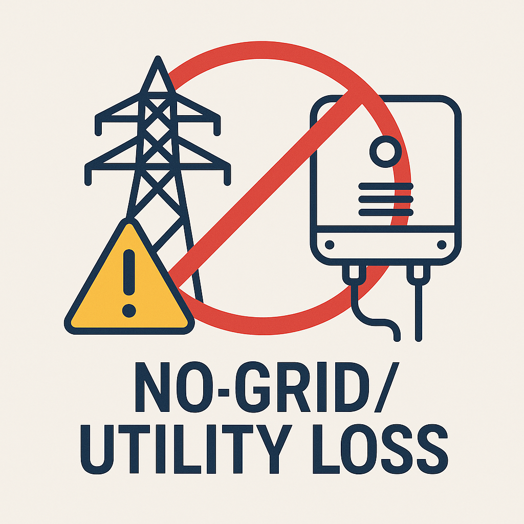 NO-GRID / utility loss / omvormer storing